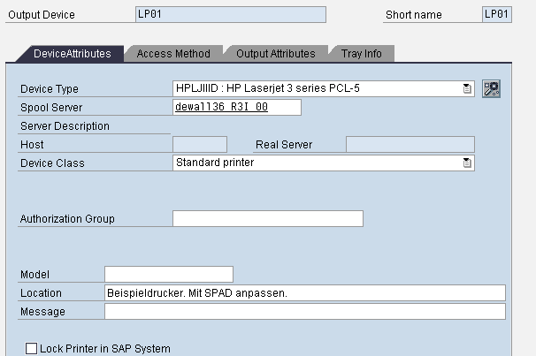 DEFINING OUTPUT DEVICE/ PRINTER SPAD